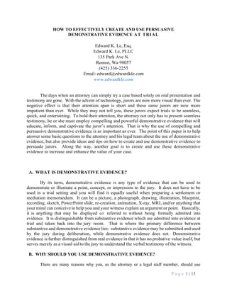 How to effectively create and use demonstrative evidence at trial | PDF