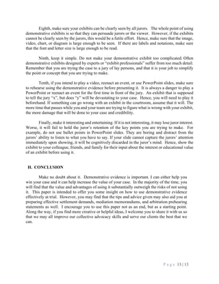 How to effectively create and use demonstrative evidence at trial | PDF