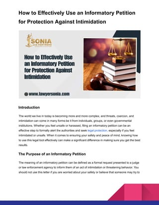 How to Effectively Use an Informatory Petition for Protection Against ...
