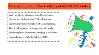 How to Quickly Verify the Validity of Orders and GST SCN | PDF ...