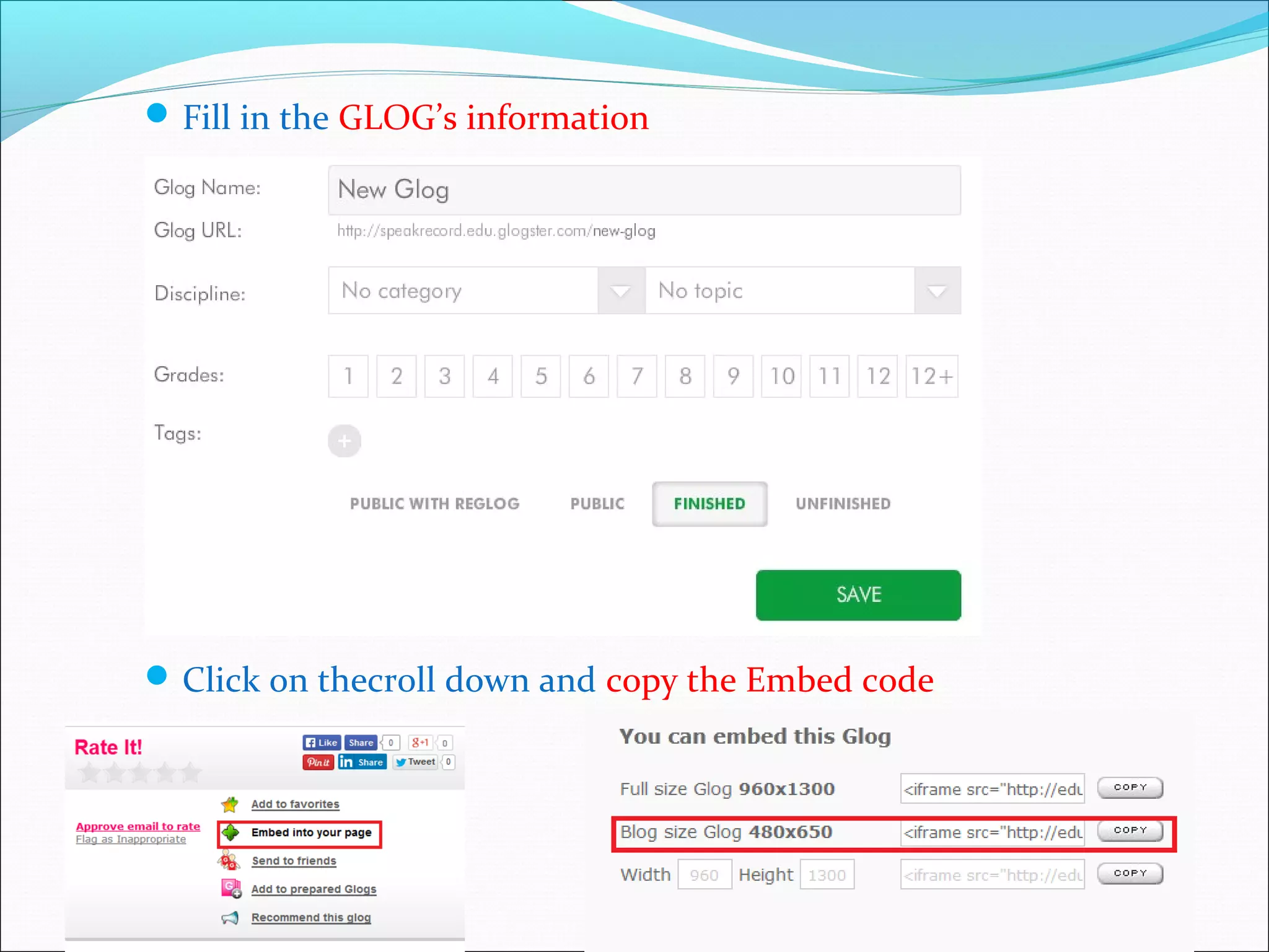 How to embed a glog in your blog 2015 | PPT