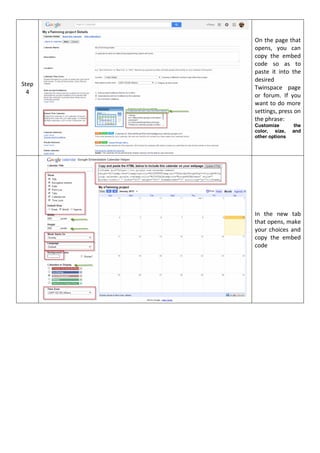 How to embed a google calendar in a twinspace page | PDF