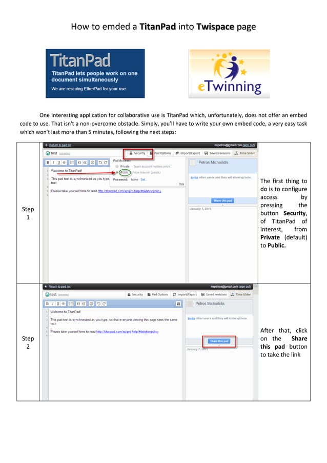 How to embed a TitanPad into Twispace page | PDF | Web Development | Internet