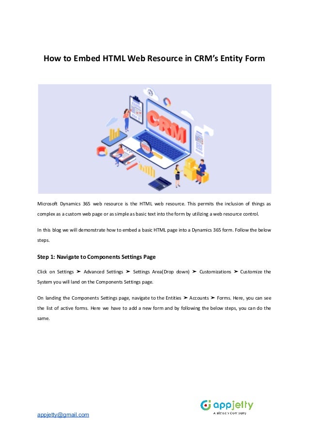 How to embed html web resource in crm’s entity form | PDF