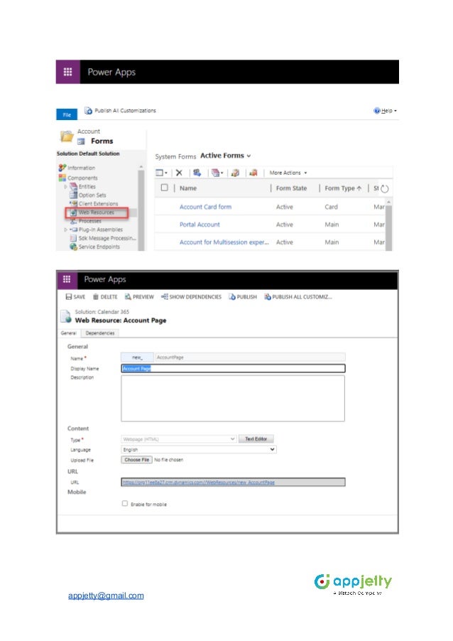 How to embed html web resource in crm’s entity form | PDF