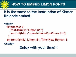 How To Embed Khmer Fonts On FireFox3.5 , Safari, Opera, Google Chrome | PDF