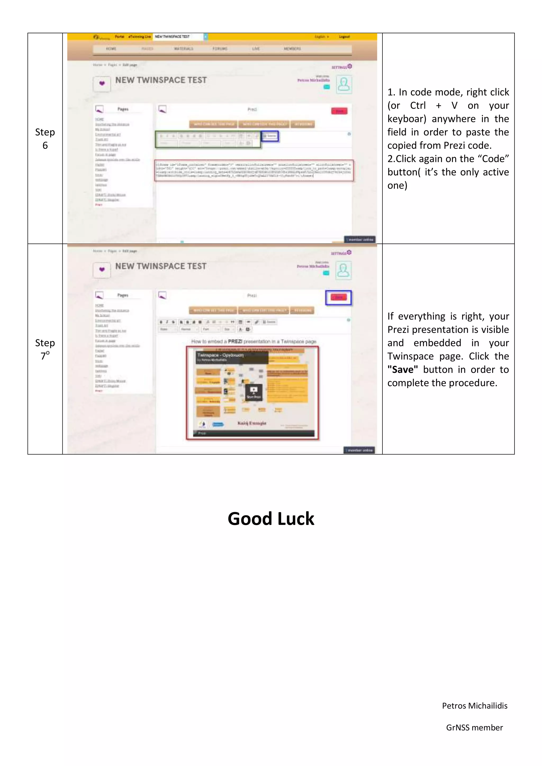 How to embed Prezi in a Twinspace page | PDF | Computing | Technology & Computing