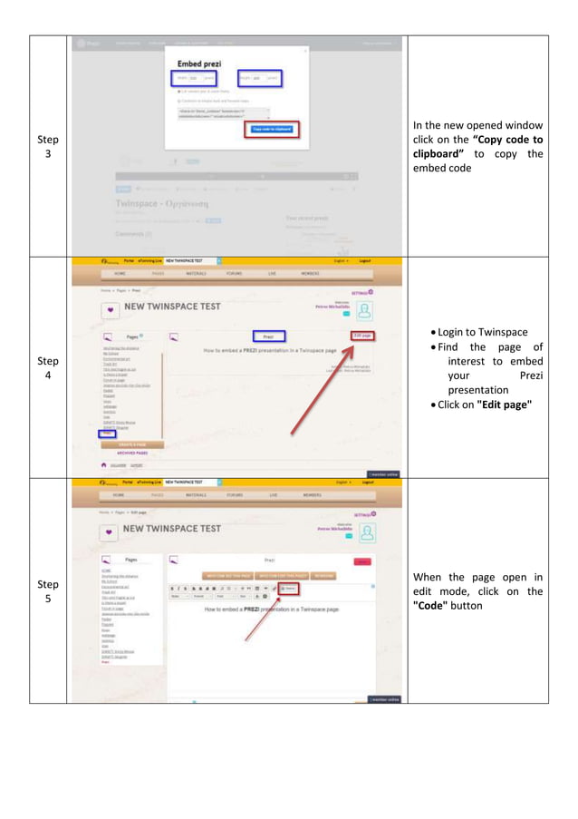 How to embed Prezi in a Twinspace page | PDF | Computing | Technology & Computing