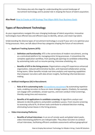 How to Employ Recruitment Technology For Modern Hiring | PDF