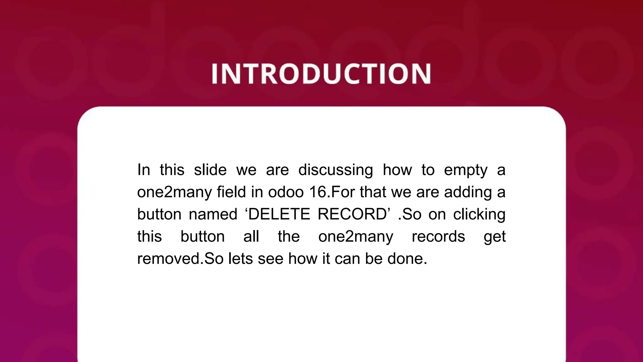 How to empty an One2many field in Odoo | PPT