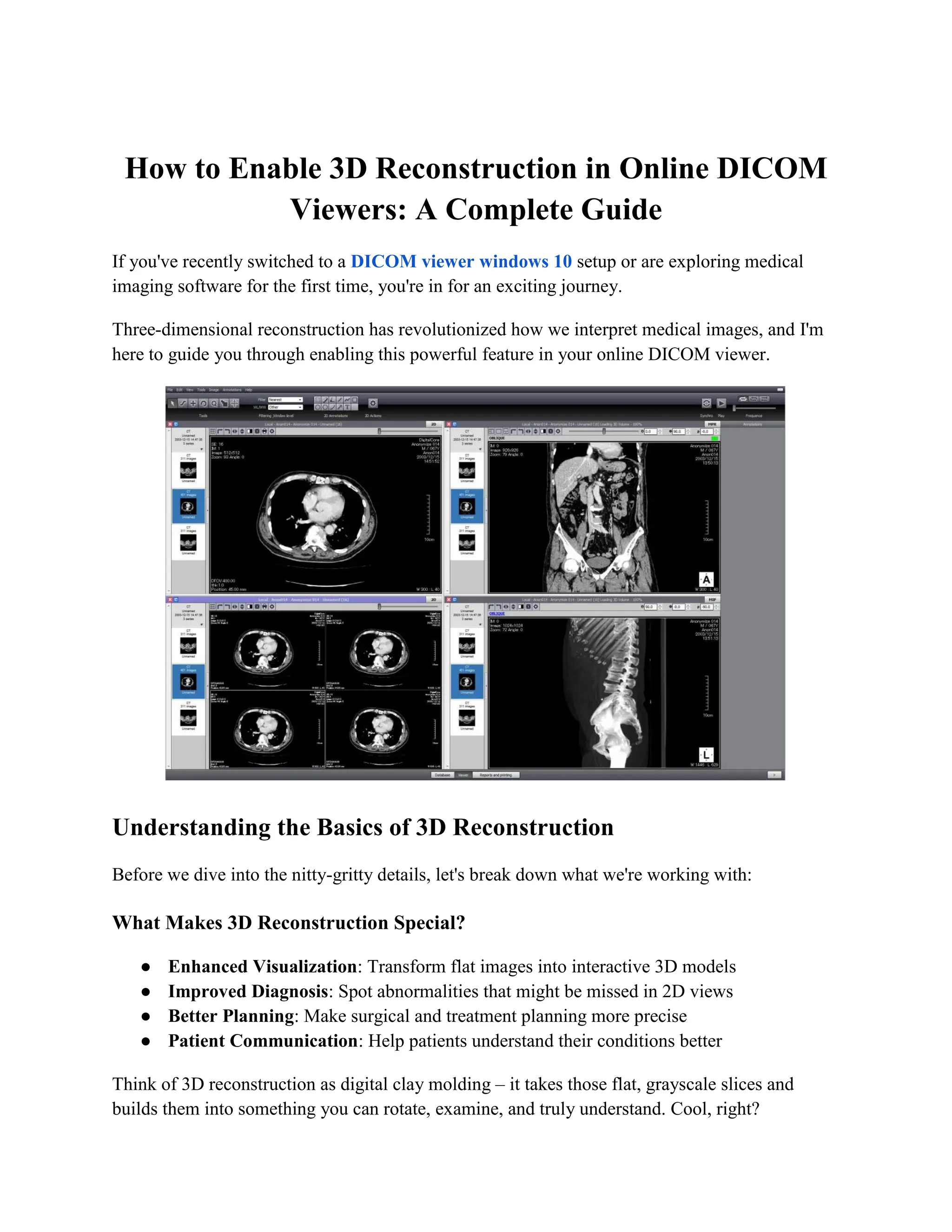 How to Enable 3D Reconstruction in Online DICOM Viewers A Complete ...