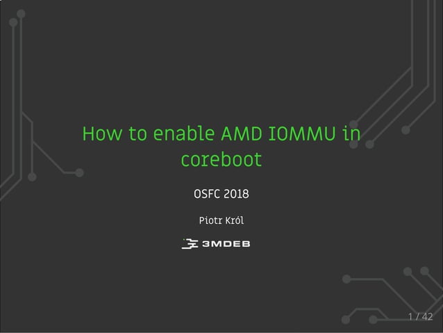 How to enable AMD IOMMU in coreboot? | PDF