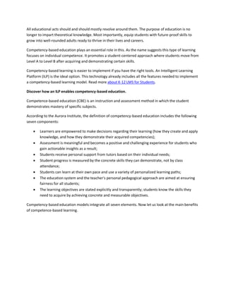 How to enable competency-based education through an intelligent ...