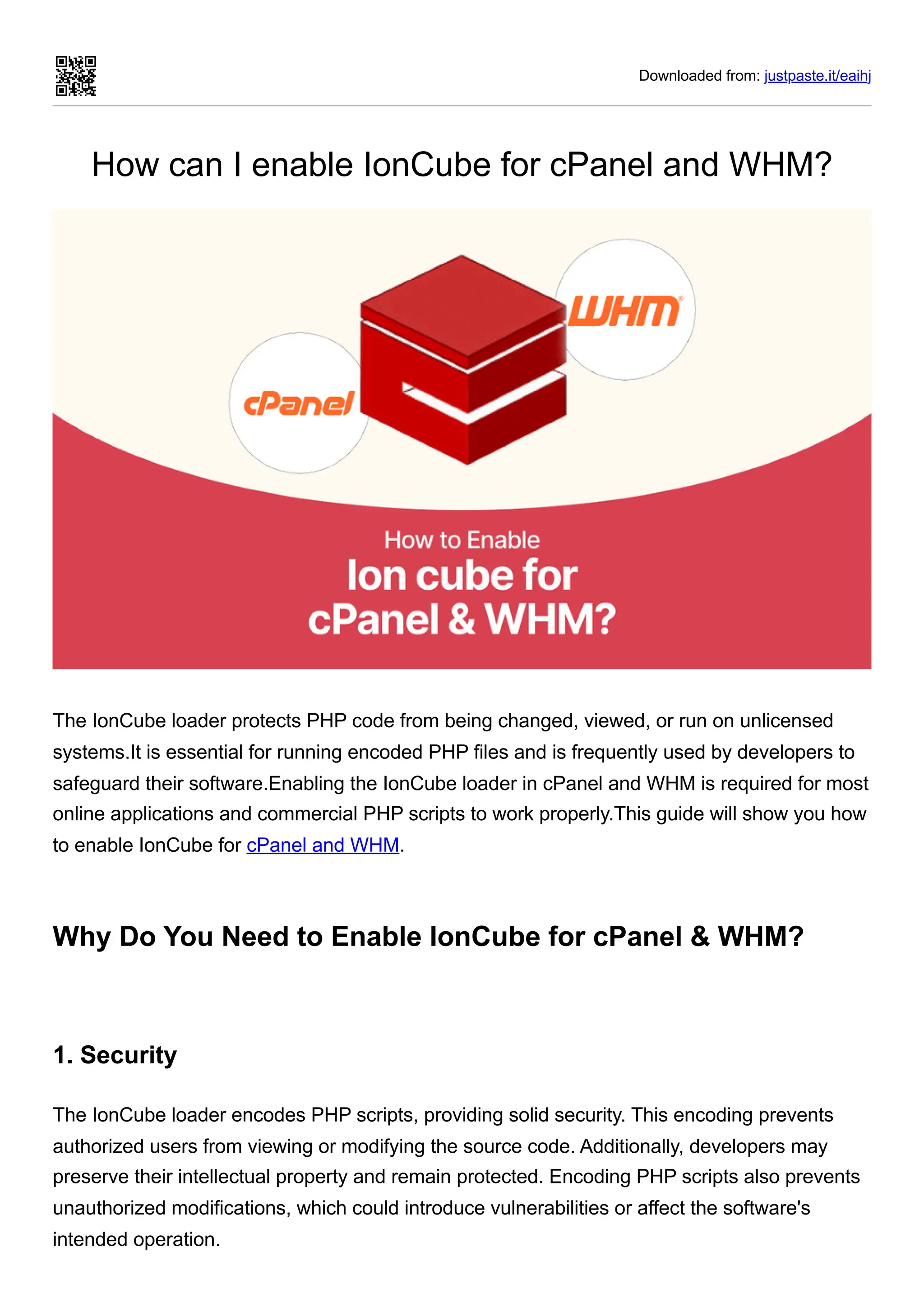 How to Enable IonCube for cPanel and WHM? | PDF