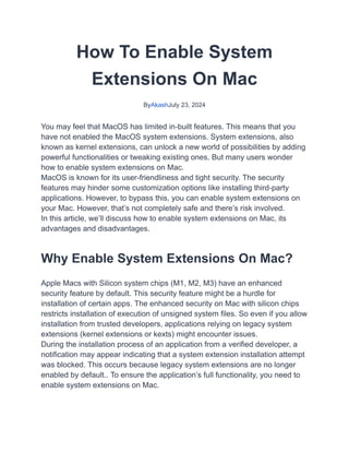 How To Enable System Extensions On Mac. | PDF
