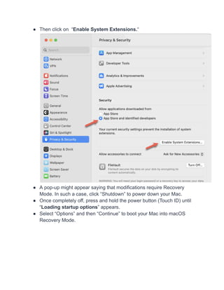 How To Enable System Extensions On Mac. | PDF