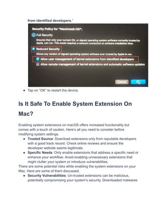 How To Enable System Extensions On Mac. | PDF