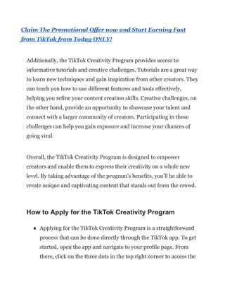 How to Enable TikTok Creativity Program | Easy-to-Follow Guide | PDF