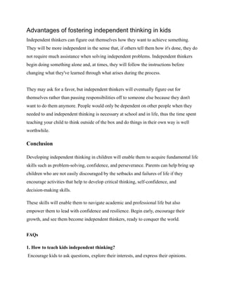 How to Encourage Independent Thinking in Kids with Simple Home ...