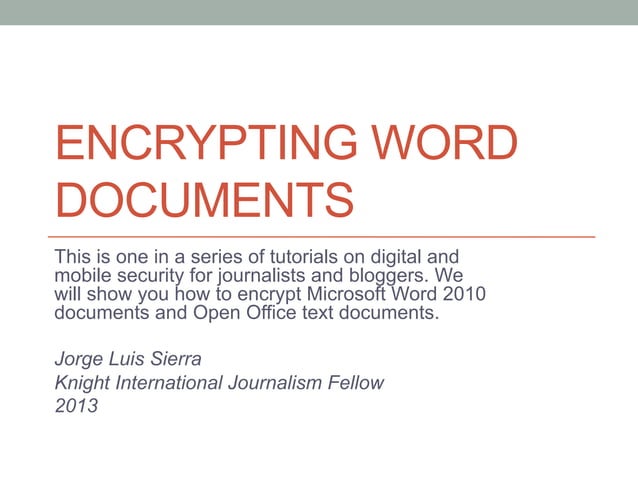 How to encrypt word documents | PPT