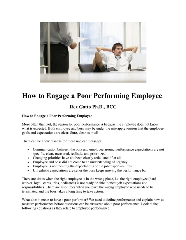 How to Engage a Poor Performing Employee | PDF