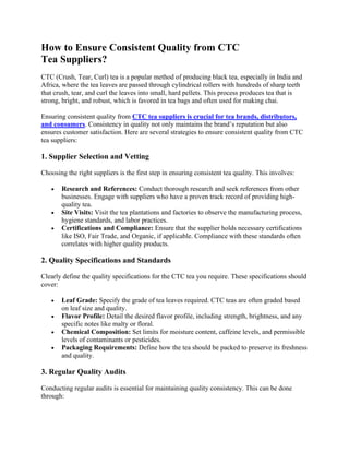 How to Ensure Consistent Quality from CTC Tea? | PDF