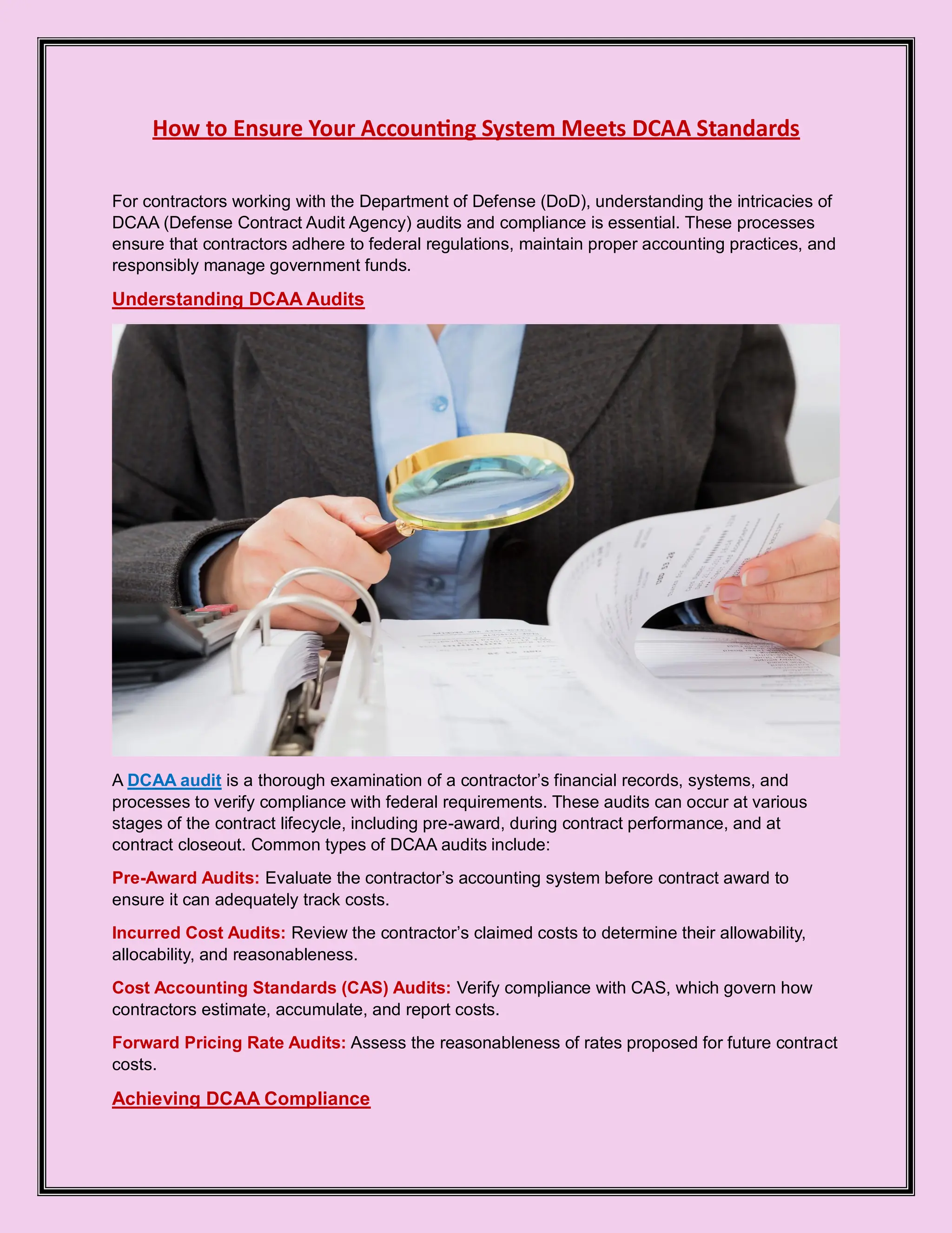 How to Ensure Your Accounting System Meets DCAA Standards | PDF