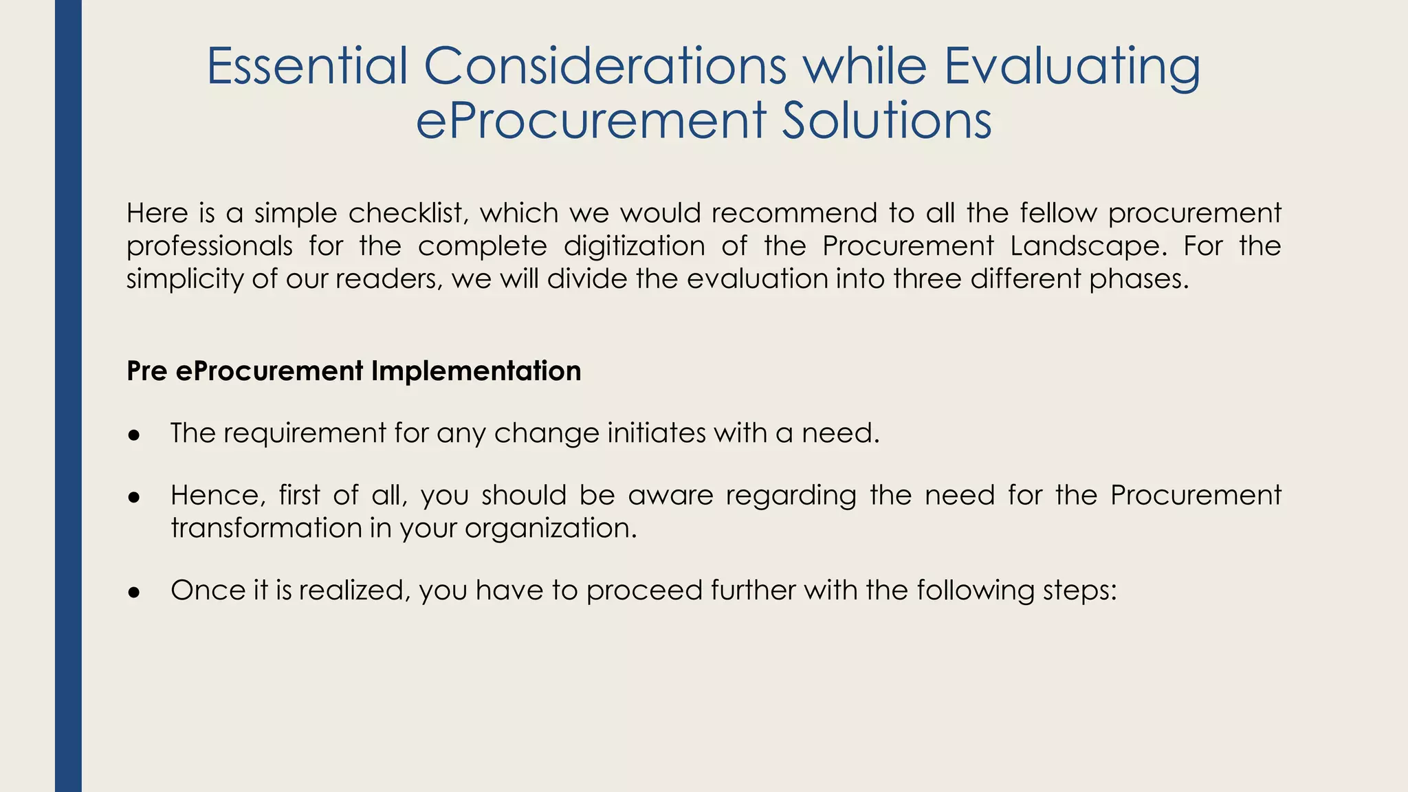 How to evaluate and implement e procurement solutions | PPTX