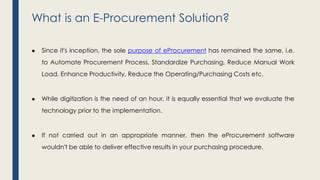 How to evaluate and implement e procurement solutions | PPTX