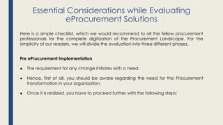 How to evaluate and implement e procurement solutions | PPTX