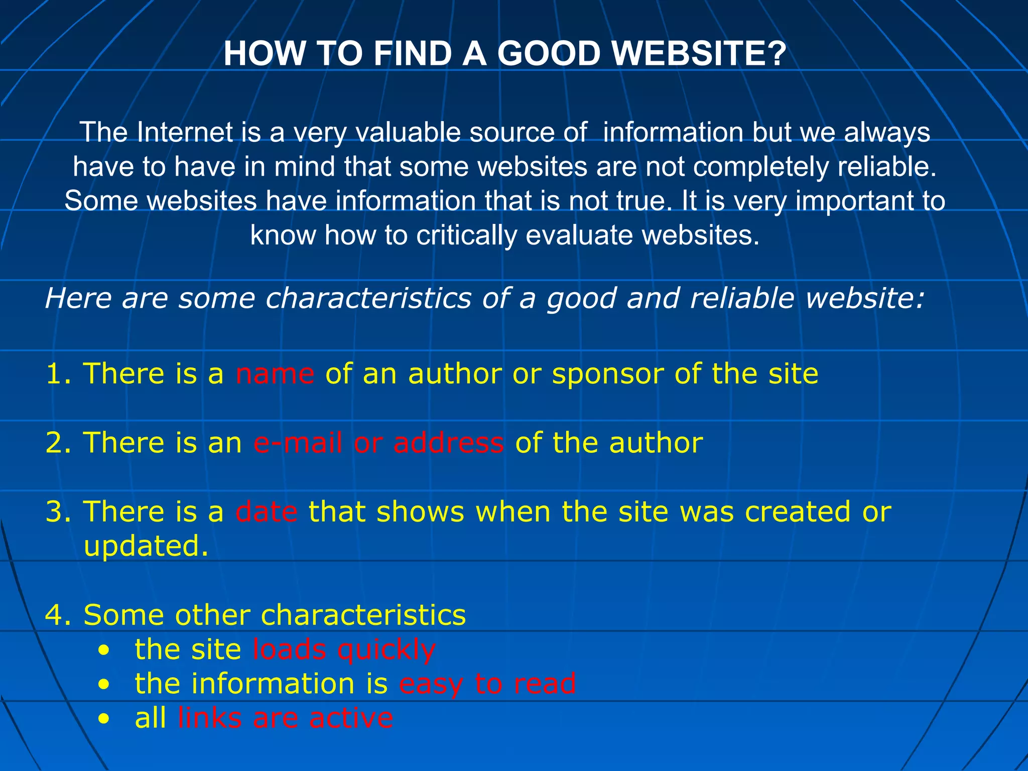 How+to+evaluate+a+website | PPT | Internet for Beginners | Internet