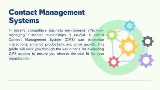 how to evaluate Contact management systems | PPT