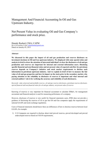 How to evaluate Oil and Gas Company’s Performance & Stock Investment | PDF