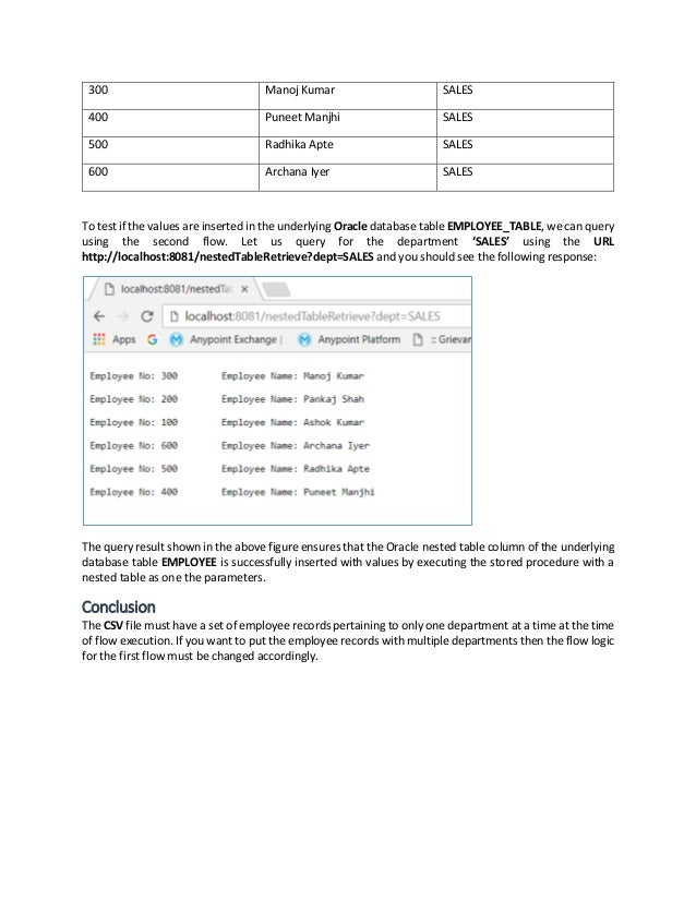 How To Execute An Oracle Stored Procedure With Nested