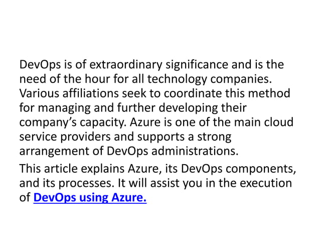 How to Execute DevOps Using Azure CI CD.pptx | Cloud Computing | Internet