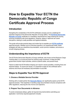 How to Expedite Your ECTN the Democratic Republic of Congo Certificate Approval Process.pdf