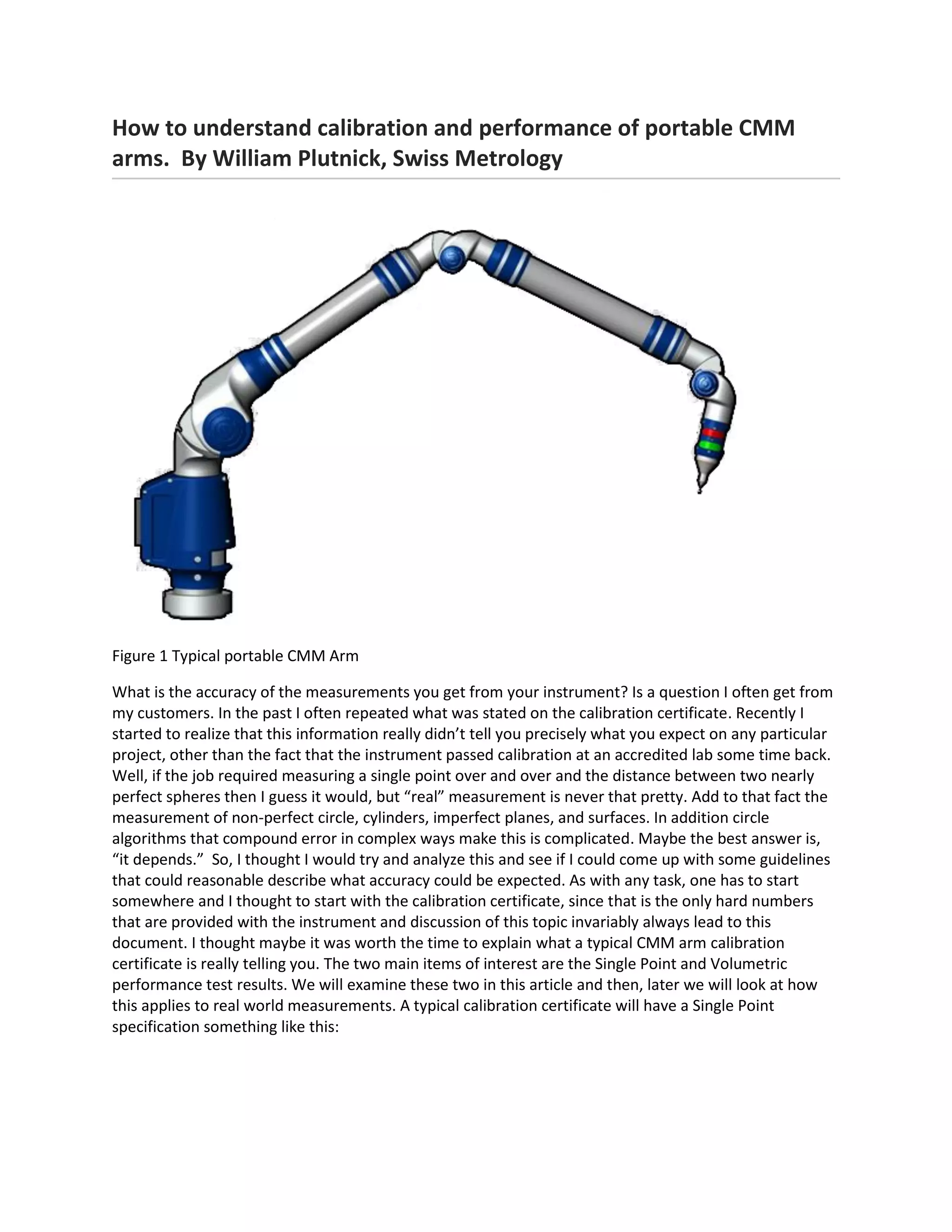 How to explain portable cmm accuracy | PDF