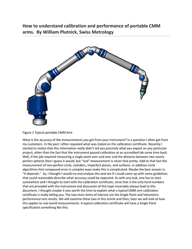 How to explain portable cmm accuracy | PDF