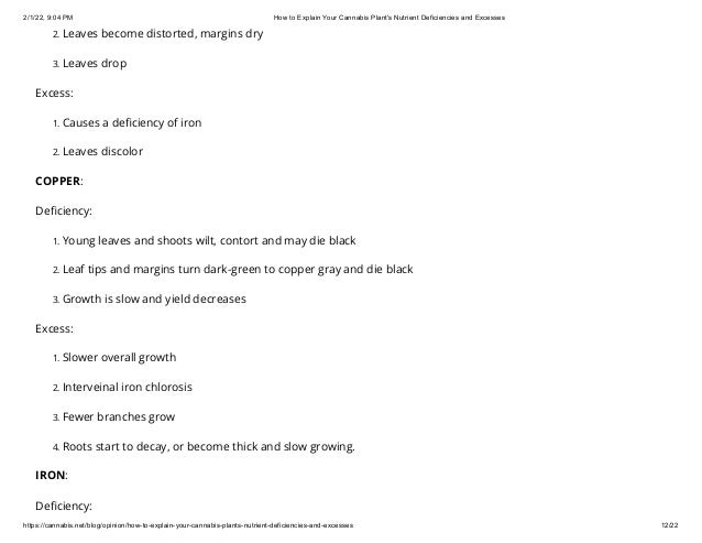 How to Explain Marijuana Plant Nutrient Deficieces and Excesses | PDF