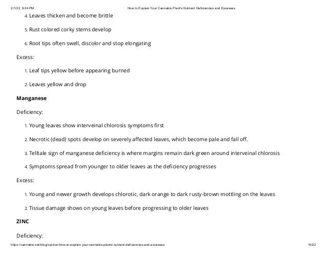 How to Explain Marijuana Plant Nutrient Deficieces and Excesses | PDF ...
