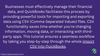How to Export and Import CSV Files in QuickBooks: A Step-by-Step Guide | PDF