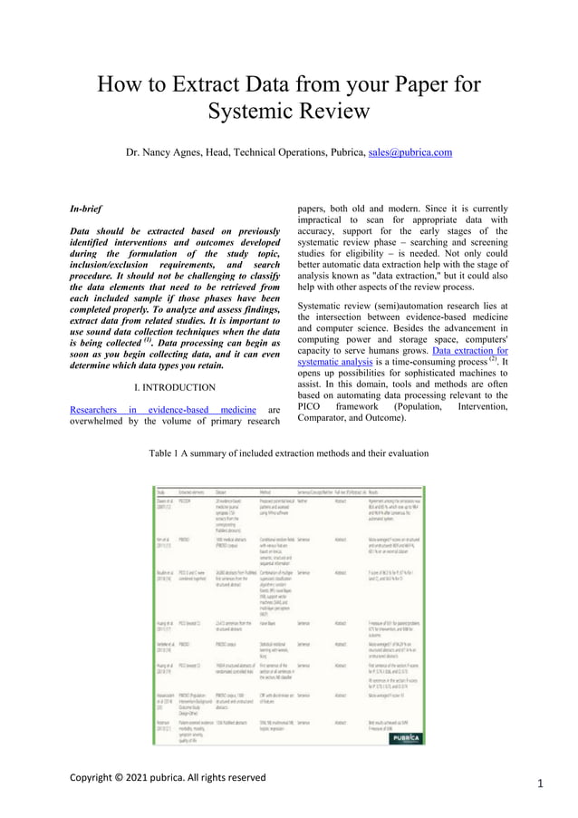 How to extract data from your paper for systemic review – Pubrica | PDF