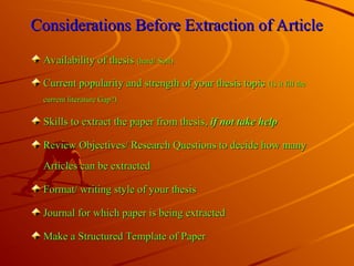 How to Extract or Develop Paper from Thesis | PPT