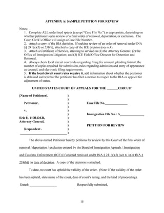 How to file an immigration petition for review | PDF