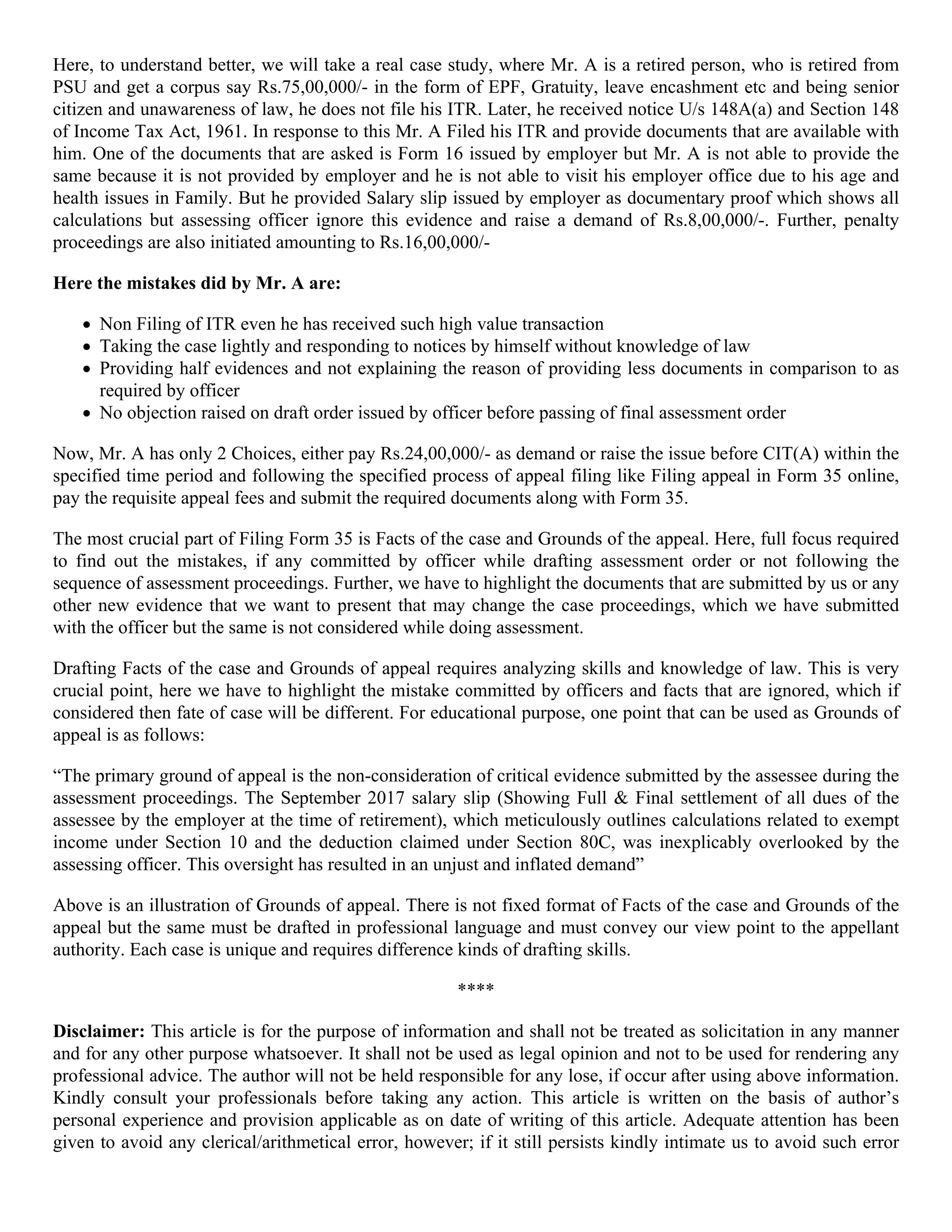 How to File Income Tax Appeal before CIT (A) with Case Study | PDF