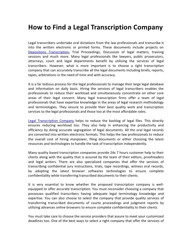 How to find a legal transcription company