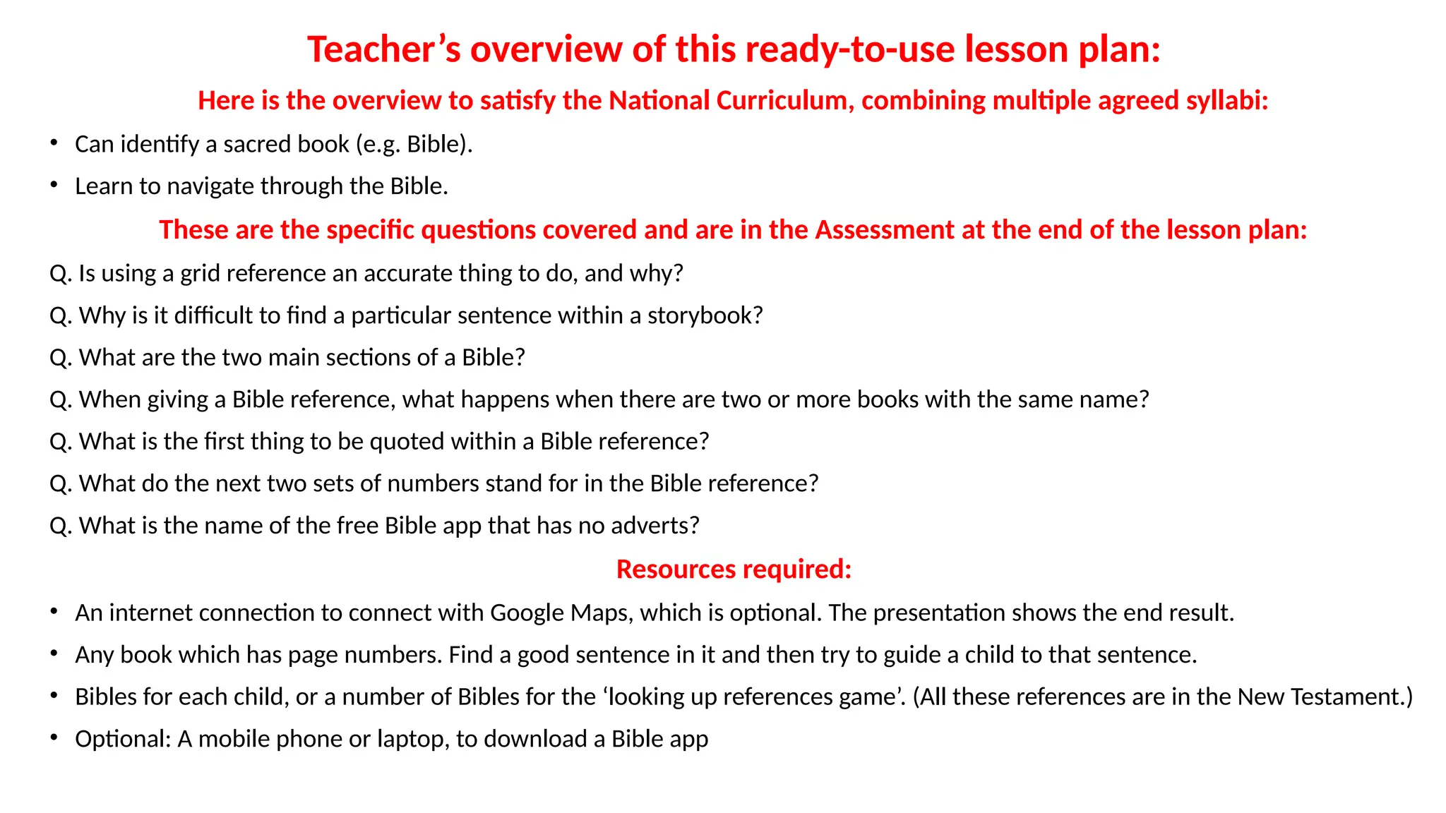 How to find Bible verses lesson plan - conforms to UK RE attainment ...
