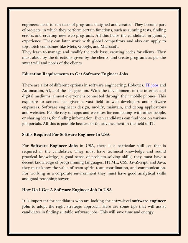 How to Find Entry Level Software Engineer Jobs | PDF