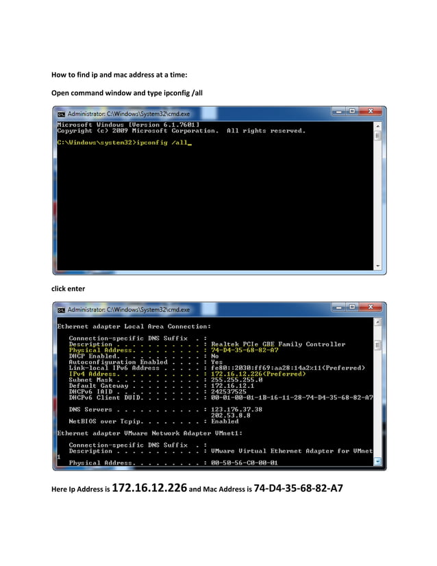 How to find ip and mac address | PDF