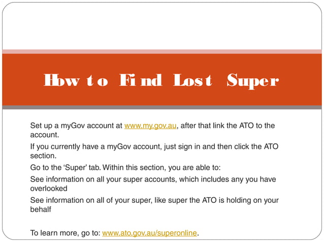 How to find lost super or unclaimed super account | PPT
